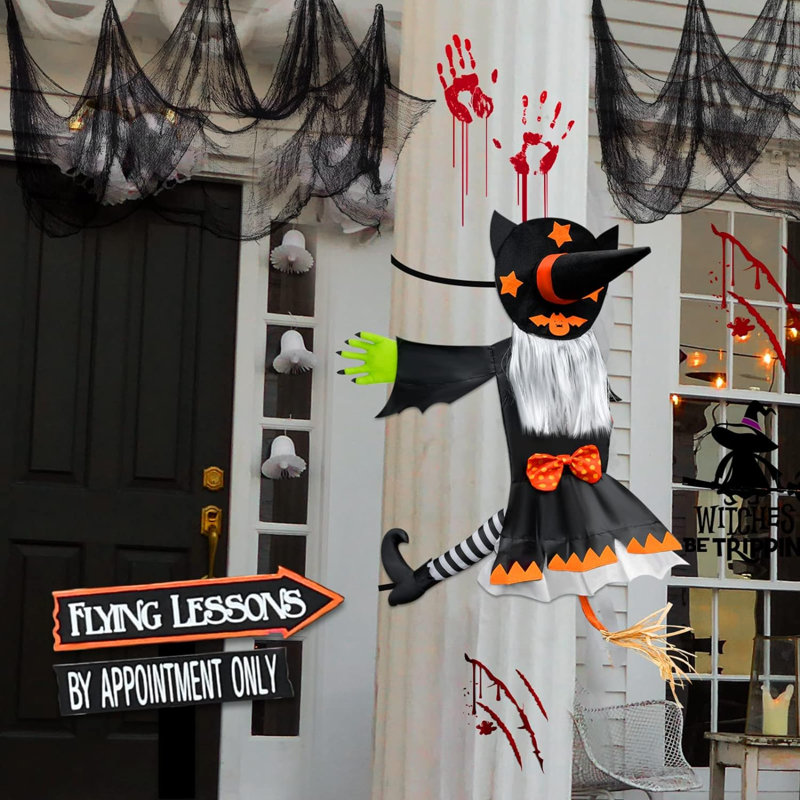 The Holiday Aisle Crashing Witch Decor Halloween Decorations Clearance Outdoor Witch Props Ornaments Hanging Into Tree Porch Pole Door Indoor Yard With Adjustable Band Outside Garden Funny Witches Fly...